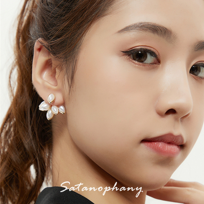 小众轻奢气质立体花朵珍珠女耳钉
