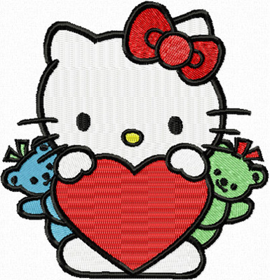 hello kitty绣花刺绣元素文件kitty猫电脑绣花dst文件绣花机文件