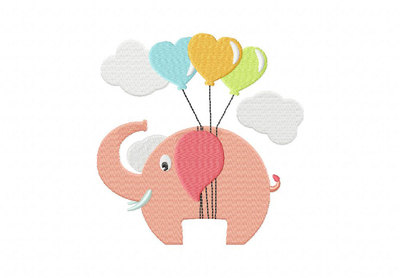 身上绑气球的大象绣花刺绣元素文件1元再送绣花刺绣dst绣花机专用