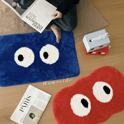 Homeside斜眼地垫ins 入户门垫异形眼睛植绒地毯沙发卧室床边脚垫