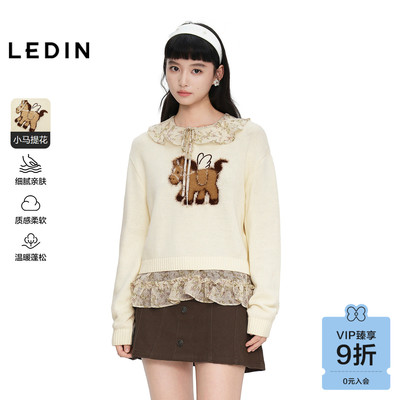 【商场同款】乐町萌趣小马提花毛衣春新年针织内搭上衣C1EEG1428