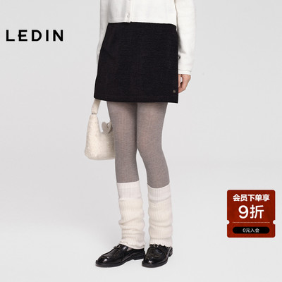 【商场同款】乐町雪尼尔A字短裙冬季新款显瘦黑色半身裙C1GEF4606
