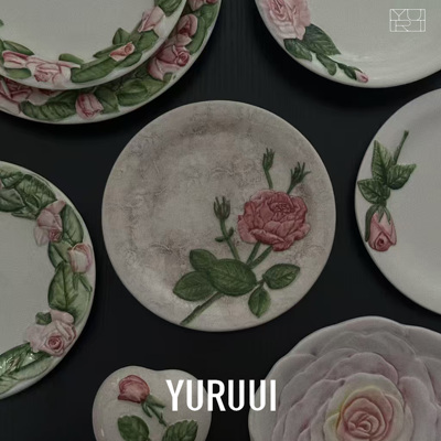 [YURUUI设计师]意大利VBC 黑陶玫瑰系列餐具