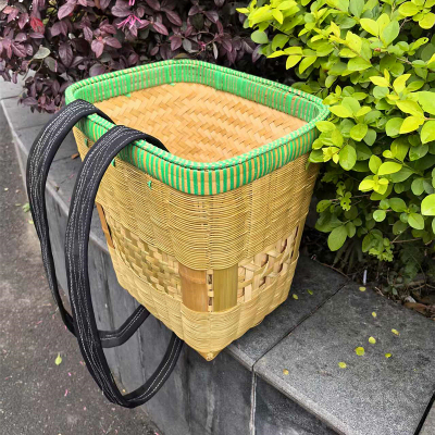 精编金竹双层竹编背篓