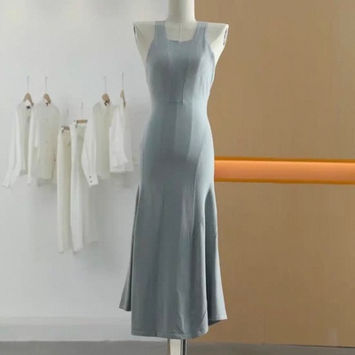 JN布衣冰丝走秀款鱼尾连衣裙2025春夏新款女装收腰工字背心裙包邮