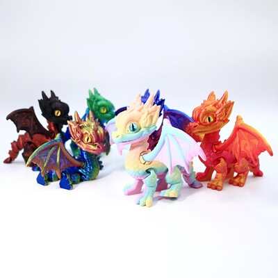 3D打印恶魔关节飞龙带翅膀的龙模型摆摊摆件儿童玩具礼品仿真动物