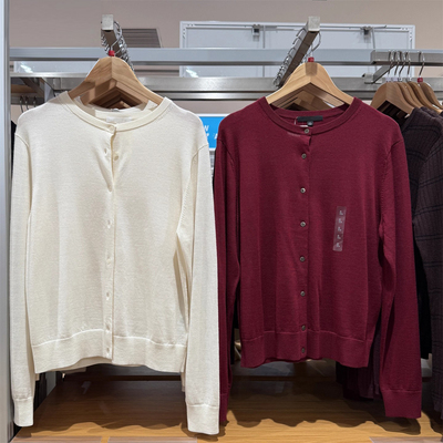 日系女装精纺美利奴羊毛圆领针织开衫/长袖通勤25秋冬新款478331