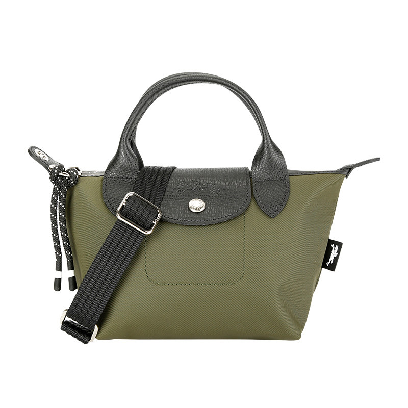 珑骧LONGCHAMP 女士帆布军绿色小号斜挎包银泰百货精品 300217