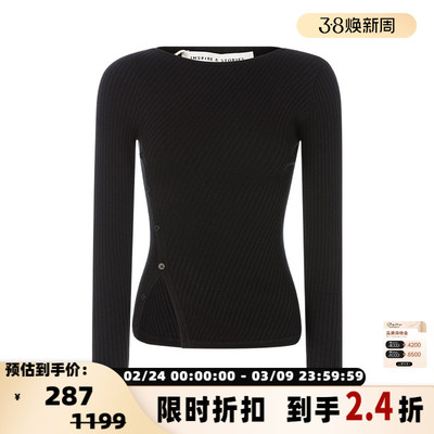 INSPIRE&STORIES开叉坑条针织衫