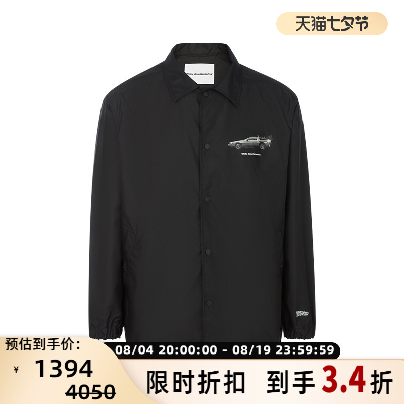 白山/WHITE MOUNTAINEERING 男士春季黑色方领单排扣工装夹克银泰