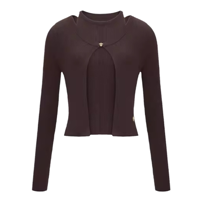 concise-white鸢尾两件套针织衫