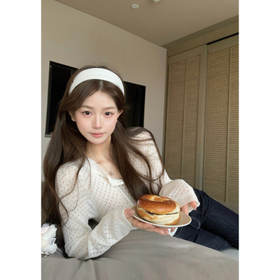 BBen 白茶绮梦 甜系收腰镂空针织开衫女2026夏季新款空调衫小上衣