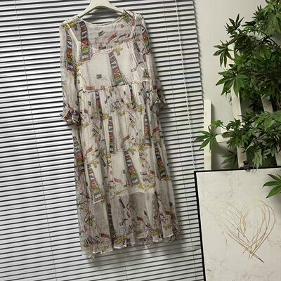 0304-33高级真丝印花连衣裙女飘逸大摆长裙显瘦气质裙