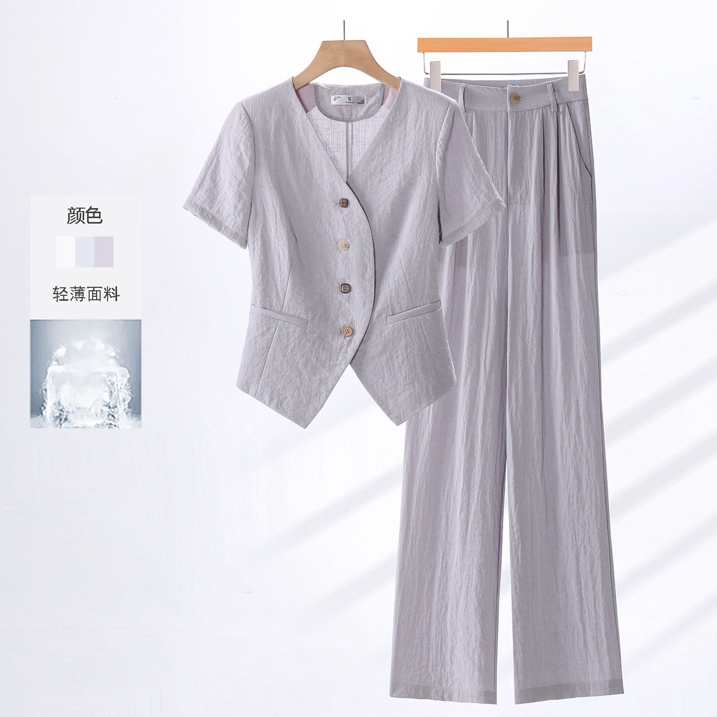 职业港式名媛短袖西装夏季高级感简约女神范干练韩式通勤修身套装
