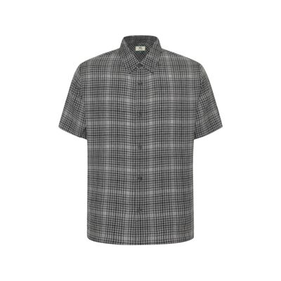 韩国代购26春夏K2男速干透气亚麻户外休闲衣宽松格子短袖衬衫KMM2