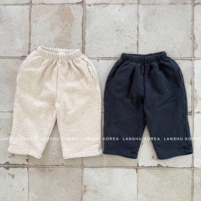 【Mnbb】懒鼠韩国童装25冬款男童女童运动风百搭加绒直筒裤