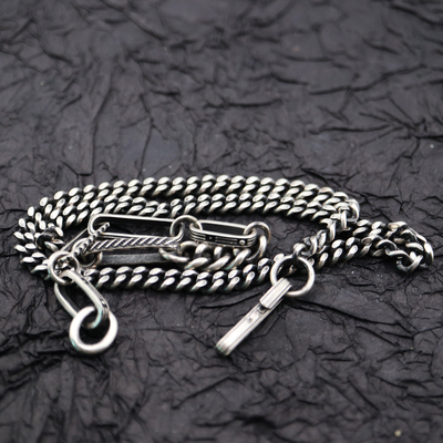 铁头的店925银马鞭链情侣做旧
