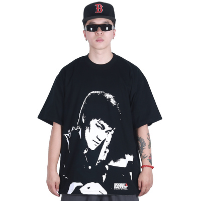 FBS X BIGGEST BADDEST致敬李小龙联名款街舞小领口宽松短袖T恤