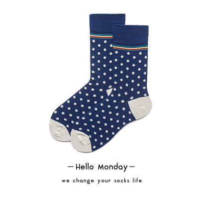 条纹圆点全棉情侣个性风百搭潮袜
