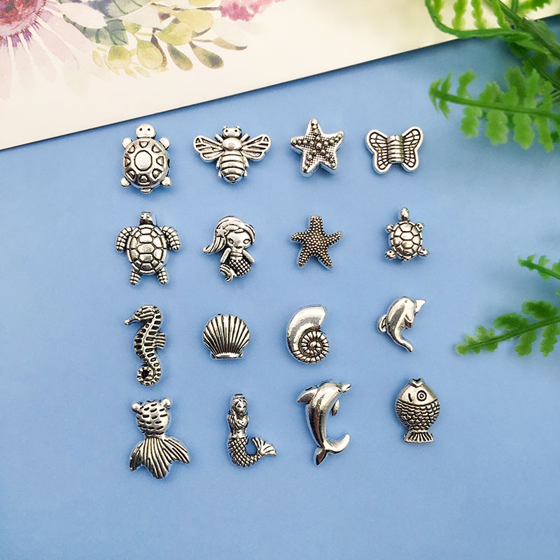 20个海星金鱼贝壳海龟动物合金间隔珠手工DIY配件手链小孔串珠
