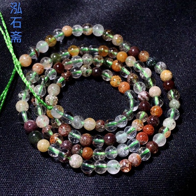 1A404 天然四季彩幽灵半成品3-4mm长条单散珠聚宝盆diy手链串项链