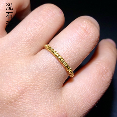 ZZ0197 古法银镀金s925银紧箍咒戒指活口男女黑悟空金箍棒戒圈