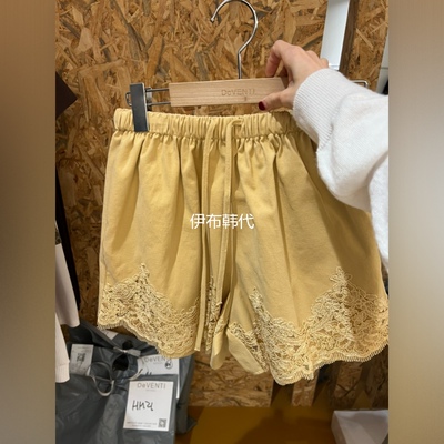 松紧腰蕾丝飞边花边休闲短裤