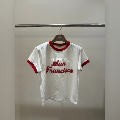 圆领包边字母休闲短袖T恤