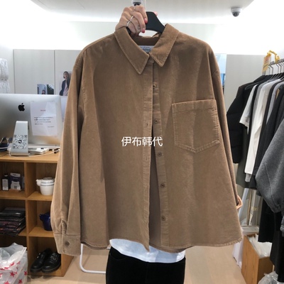 翻领休闲细条绒灯芯绒宽松衬衫