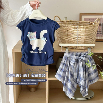 童装婴儿装亲子装套装HS62240-2猫咪短袖套装否 春夏