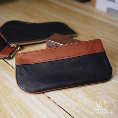 手工制作意大利皮料BADALASSI植鞣收纳袋、笔袋 刘小正同学出品