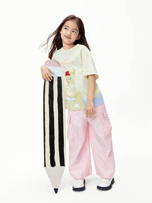 little moco 26夏季薄款男女童凉感休闲裤工装裤长裤子KBF2PAT006