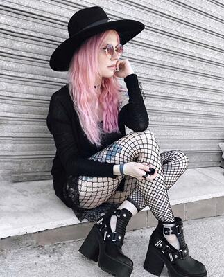 朋克暗黑哥特风街头弹力打底裤