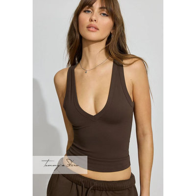 塔米家 加拿大G牌深V纯色紧身百搭背心上衣 多色 外G4-3