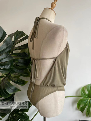 塔米家 美国单性感大露背V领挂脖连体衣bodysuit D1-3