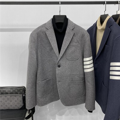 TB单排双扣长袖呢子织带休闲西服