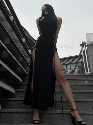 长裙连衣裙礼服无袖半高领