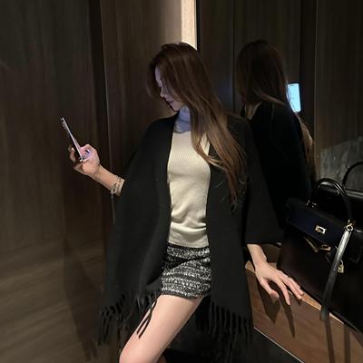 【姐感统治区】暗夜优雅大小姐羊毛混纺斗篷披肩超保暖
