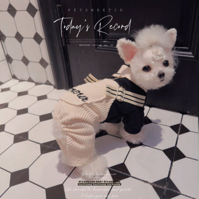 意式黑白背带裤狗狗四脚衣服秋冬