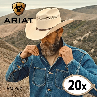 美国进口ARIAT西部牛仔帽20X草编透气时尚西式马术帽