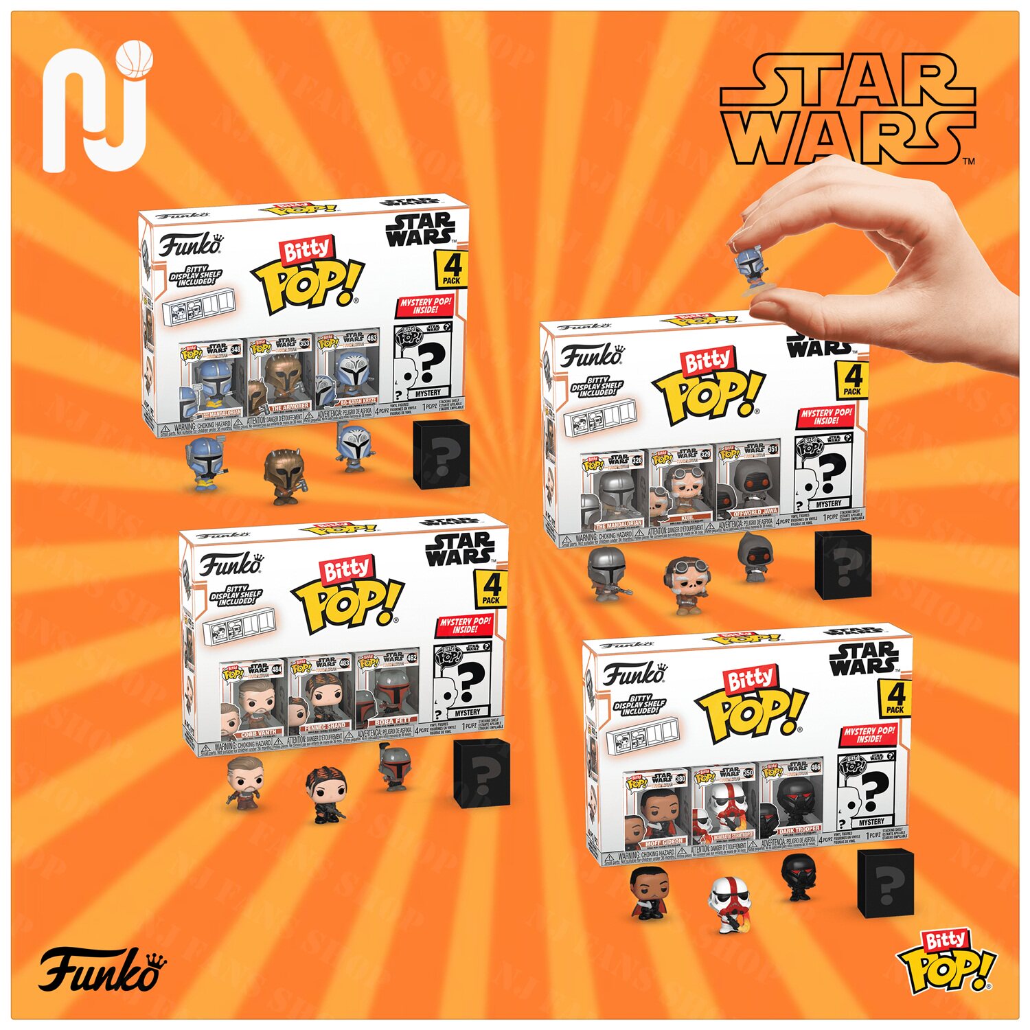 Funko Bitty Pop! 星球大战 曼达洛人 迷你手办套装潮玩盲盒摆件