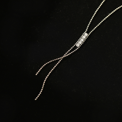 不褪色中古风精致锆石流苏圆珠链轻奢高级感气质锁骨链长款项链