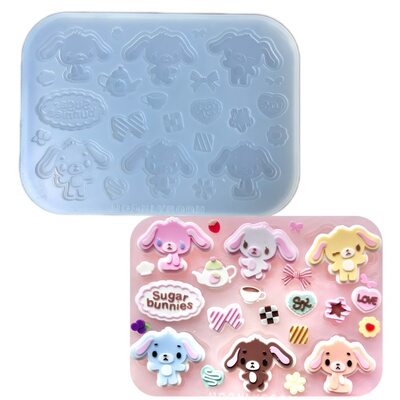 DIY手工甜点兔配件模具ab树脂uv水晶滴胶钥匙扣迷你挂件硅胶模具