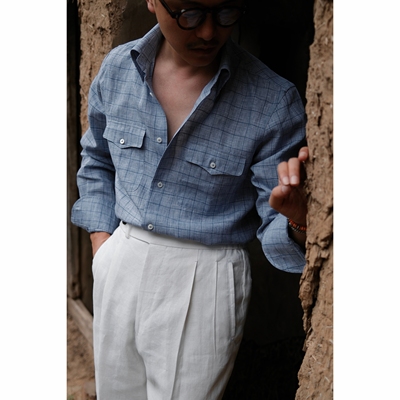 UGENTLE男装绅士进口亚麻衬衫