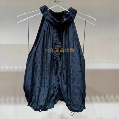 3I2D204折dzzitD素国内正品代购2024夏黑色挂脖小上衣吊牌795