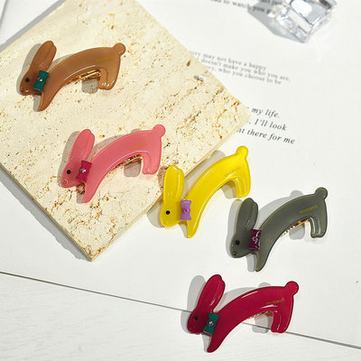 韩饰GrainDeBeaute饰品雅致圆钻蝴蝶结小兔子鸭嘴夹YZJ0701