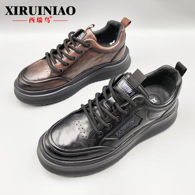 西瑞鸟英伦风头层牛皮气质男皮鞋