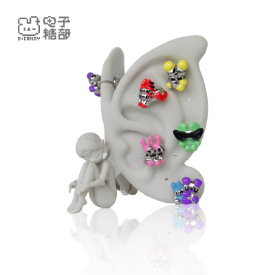 电子糖部[ 误差宠物]彩梦境猫兔狗鼠熊耳钉耳夹耳骨夹怪奇小动物