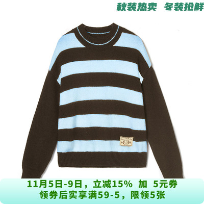 HC0H0041撞色条纹时髦感上衣内搭外穿毛衣女11.8冬