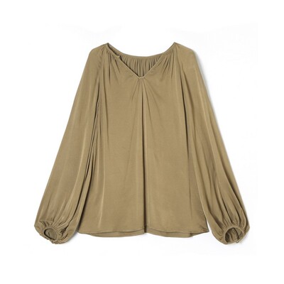 MI0D0015韩式简洁气质美V领长袖上衣衬衫女4.13春